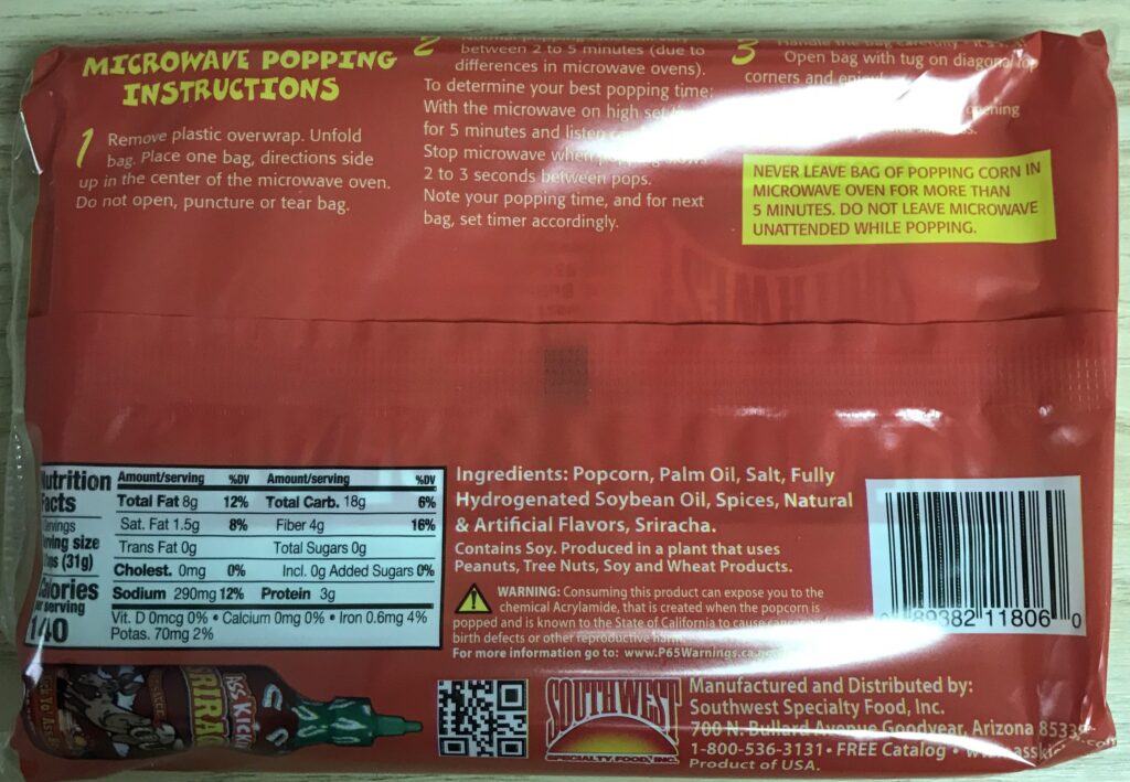 Ass Kickin Sriracha Microwave Popcorn – Crowsnest Candy Company