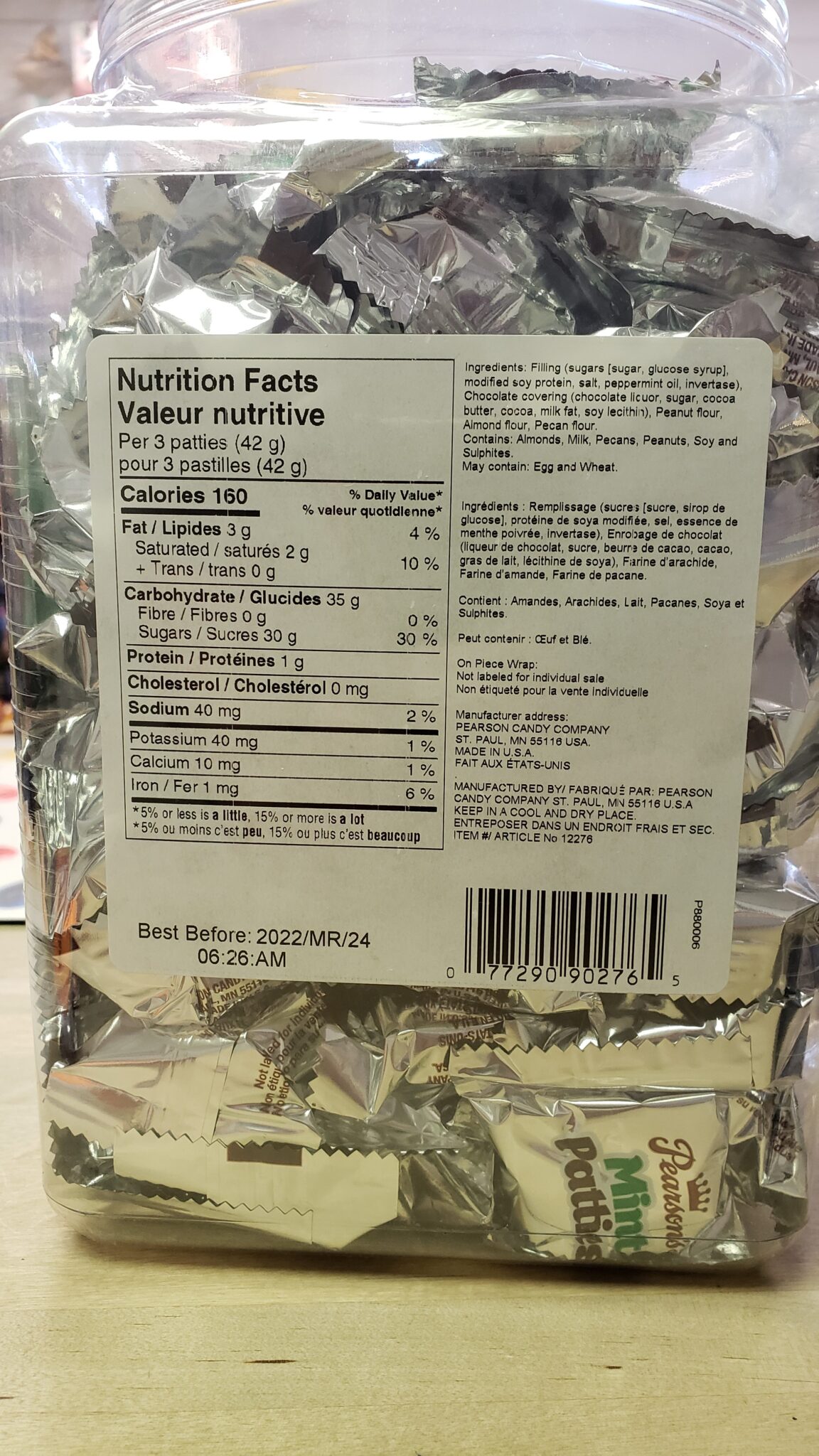 Pearson’s Mint Patty 14G – Crowsnest Candy Company